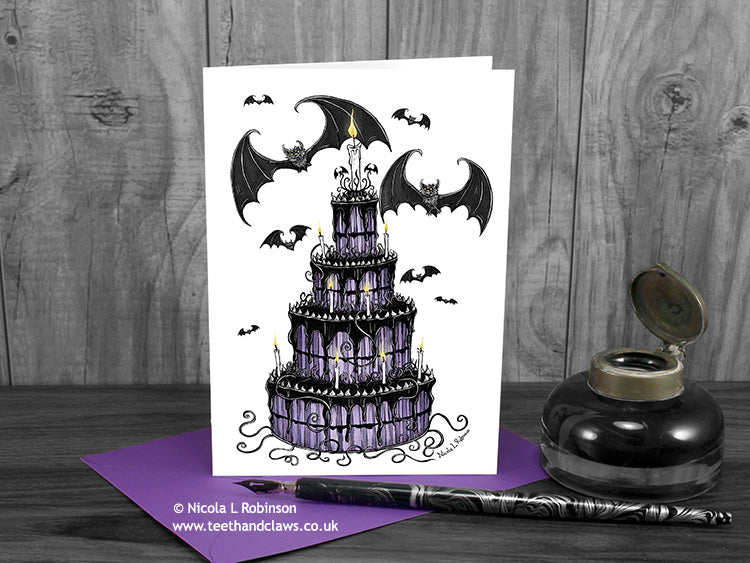 Bats Wedding Card - Gothic Wedding Cake - Purple | Teeth and Claws ...
