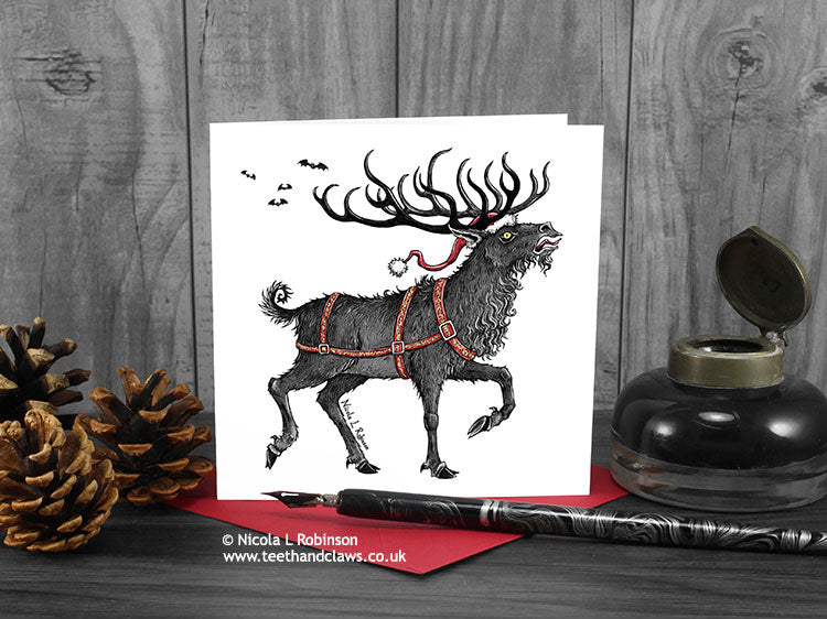 Gothic Reindeer - Stag Christmas Card - Krampus Card | Teeth and Claws ...